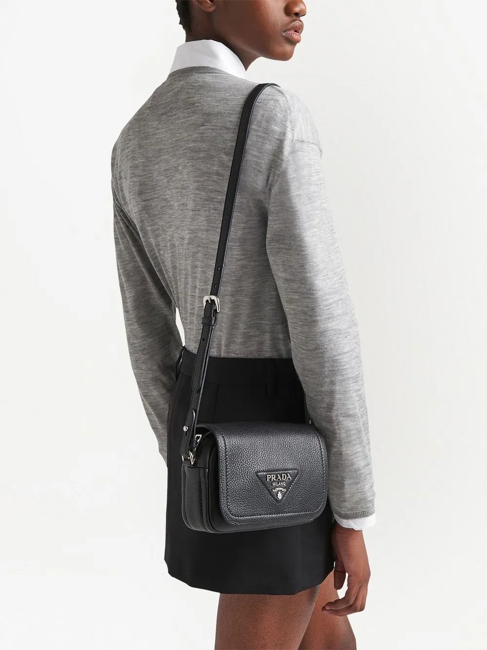 Prada Leather interchangeable-strap Bag | Black | FARFETCH