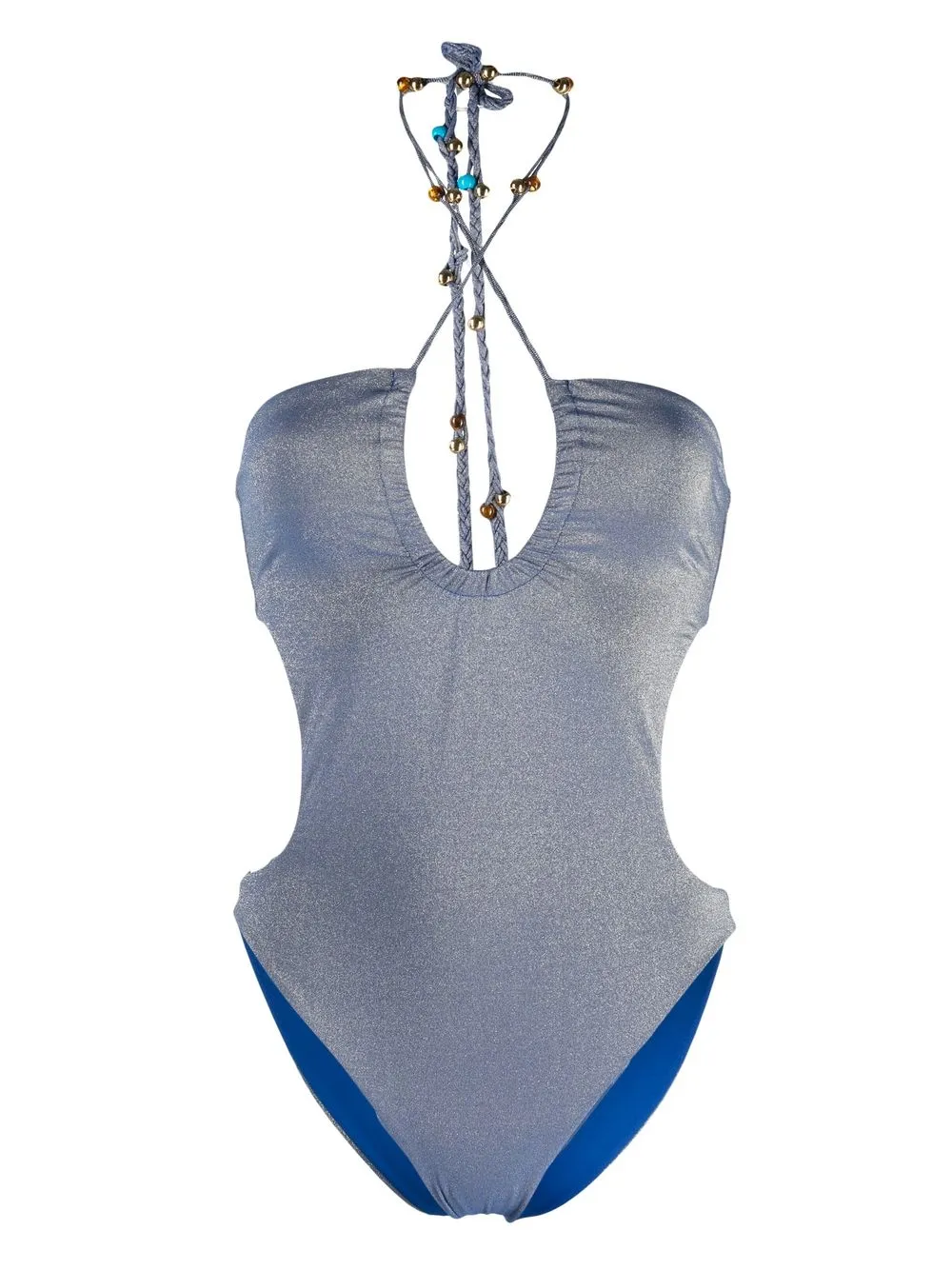 Wolford Metallic Finish Halterneck Swimsuit In Blue | ModeSens
