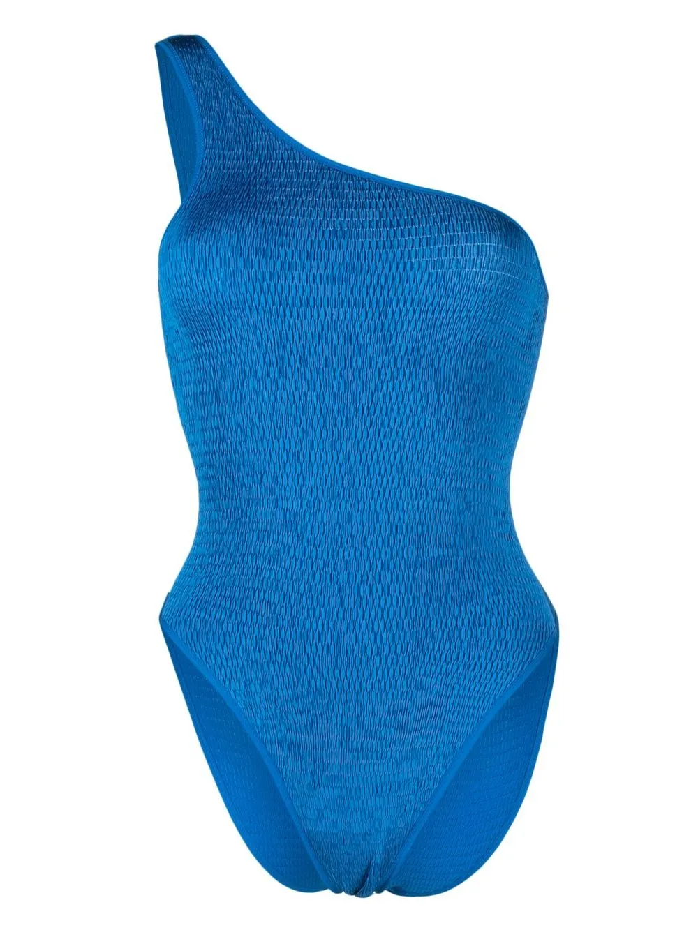 Wolford One Shoulder Textured Swimsuit In Blue | ModeSens