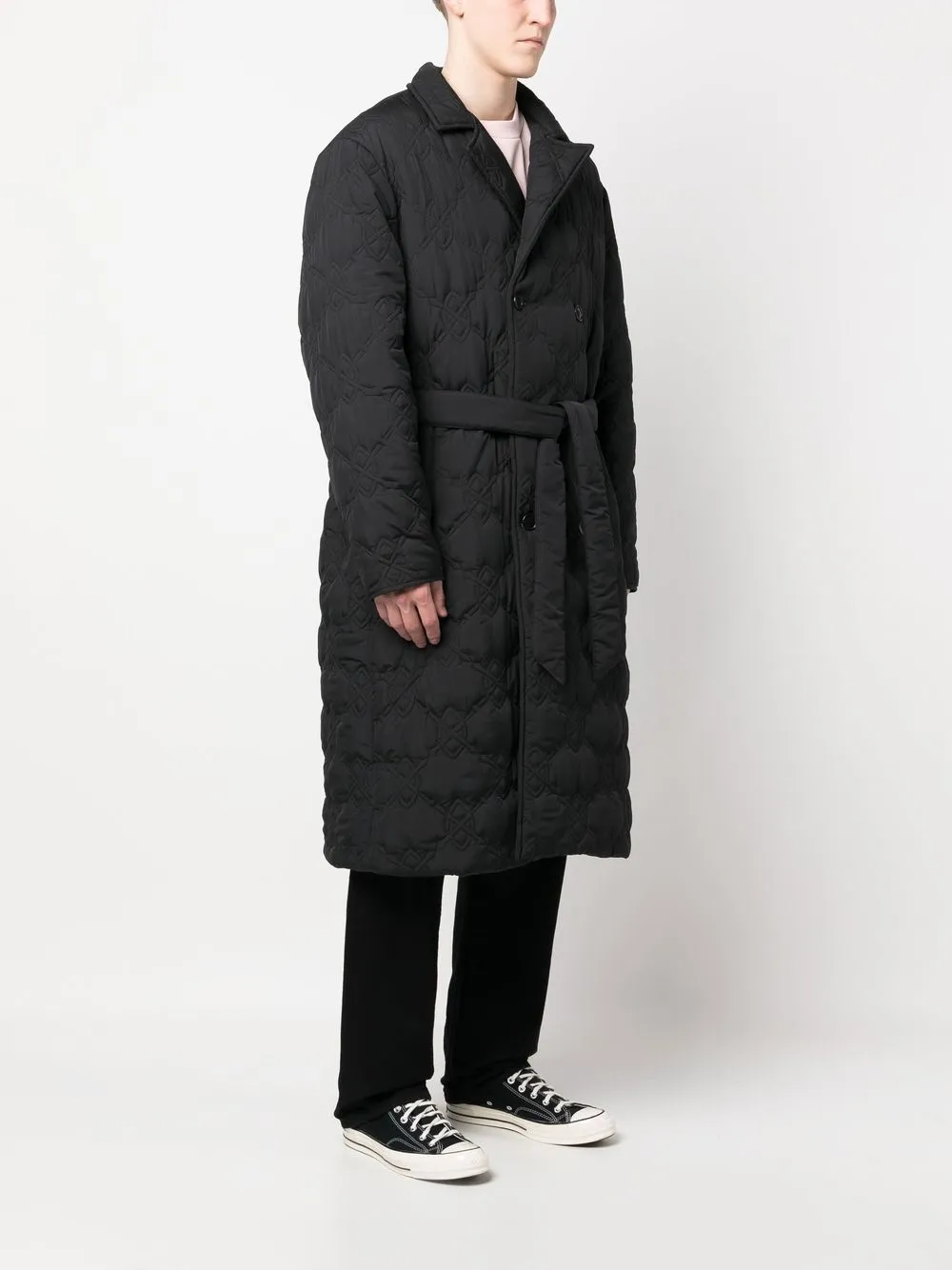 Daily Paper Double Breasted Quilted Coat In Black | ModeSens