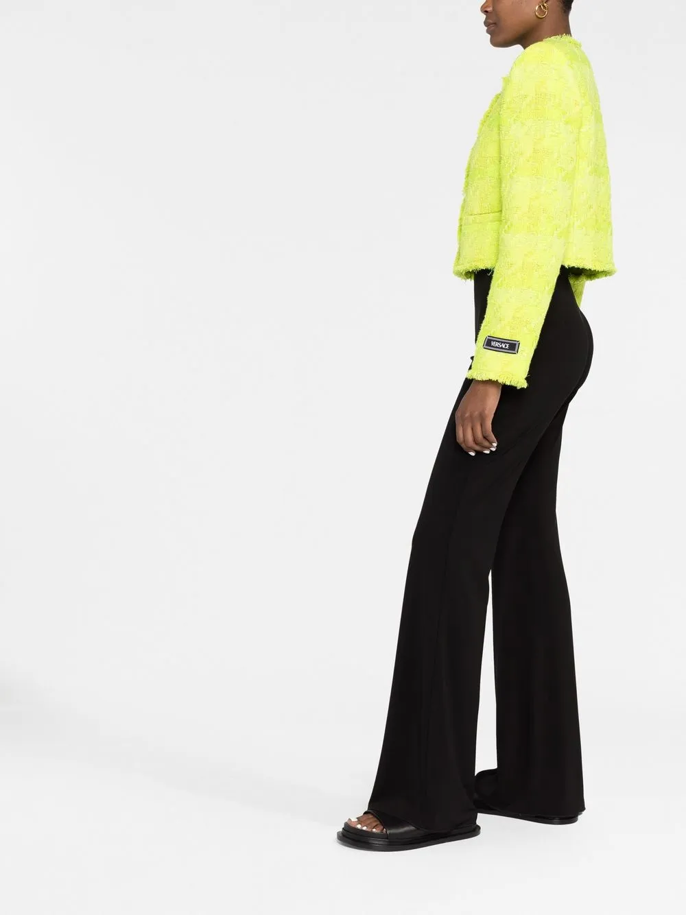 Versace Cropped Tweed Jacket | Green | FARFETCH