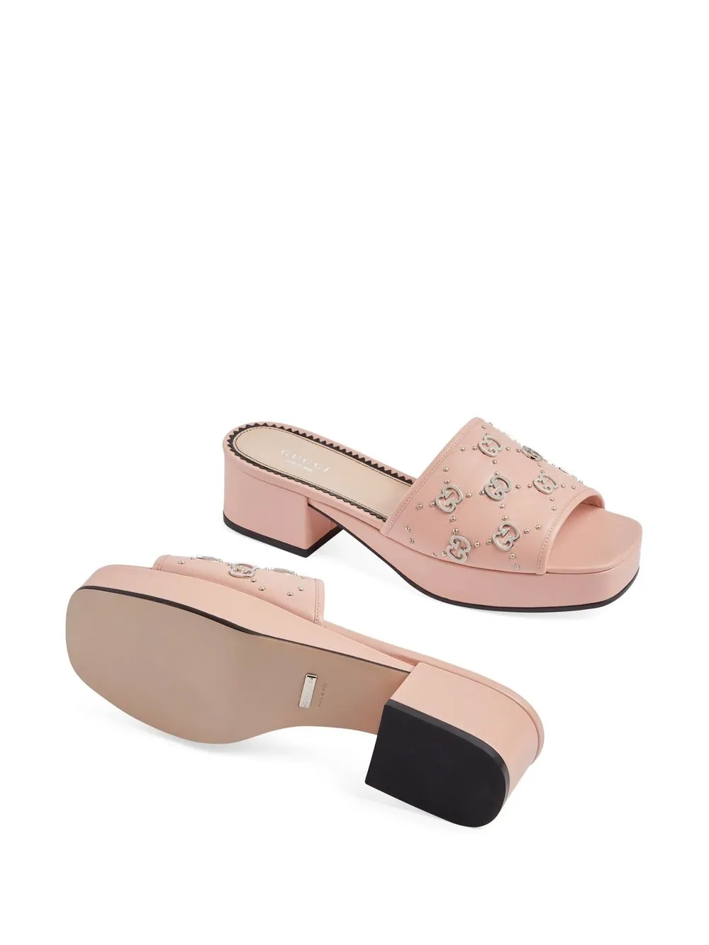 Gucci Interlocking G Block-heel Slides In Pink | ModeSens