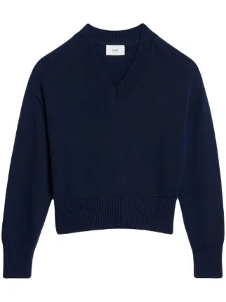 AMI Paris Crew Neck Pullover Jumper | Blue | FARFETCH UK