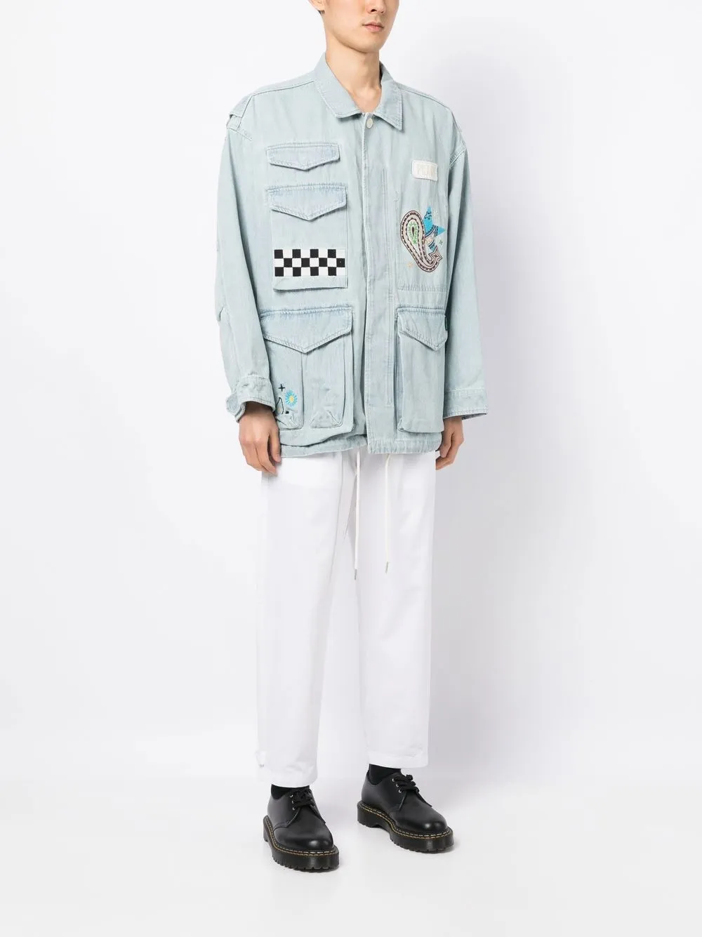 FIVE CM Chest logo-patch Detail Jacket | Blue | FARFETCH