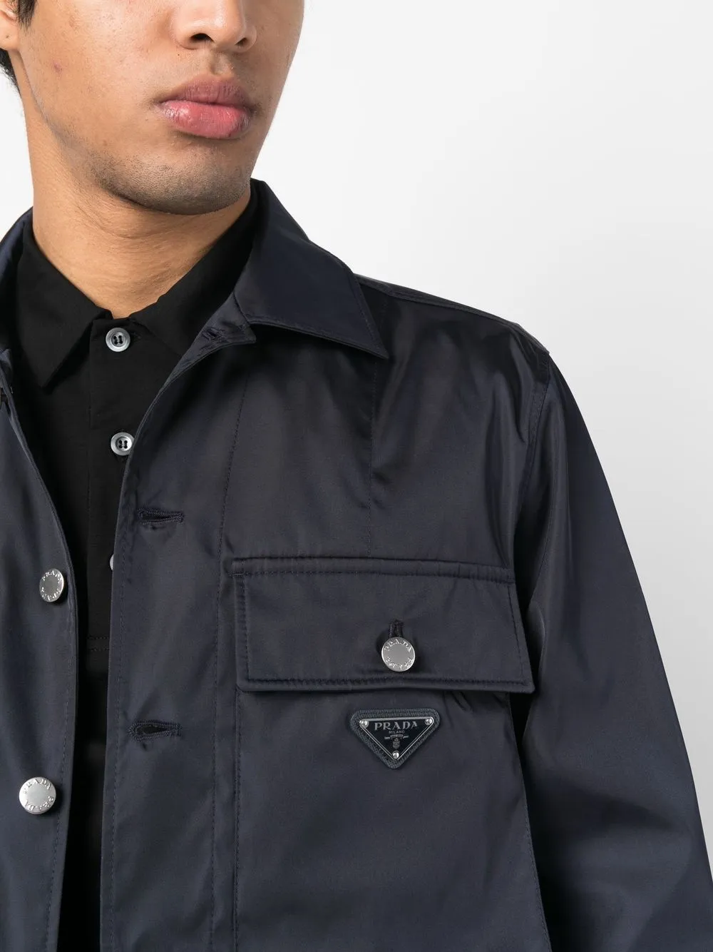 Prada logo-plaque Shirt Jacket - Farfetch