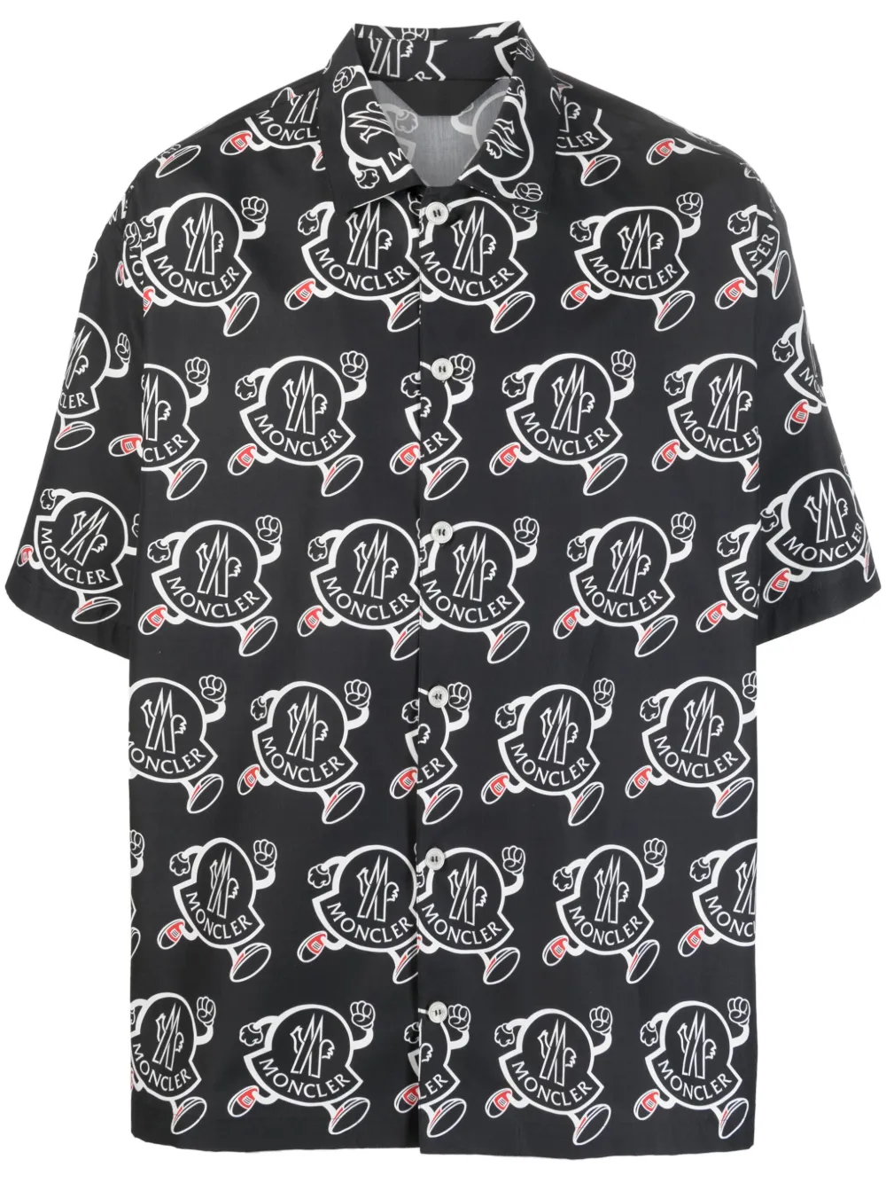 Moncler Logo print Cotton Bowling Shirt Farfetch