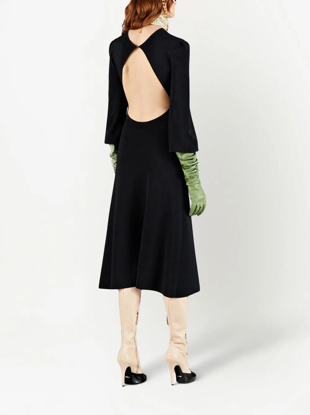 Gucci Open-back Midi Dress In Black | ModeSens
