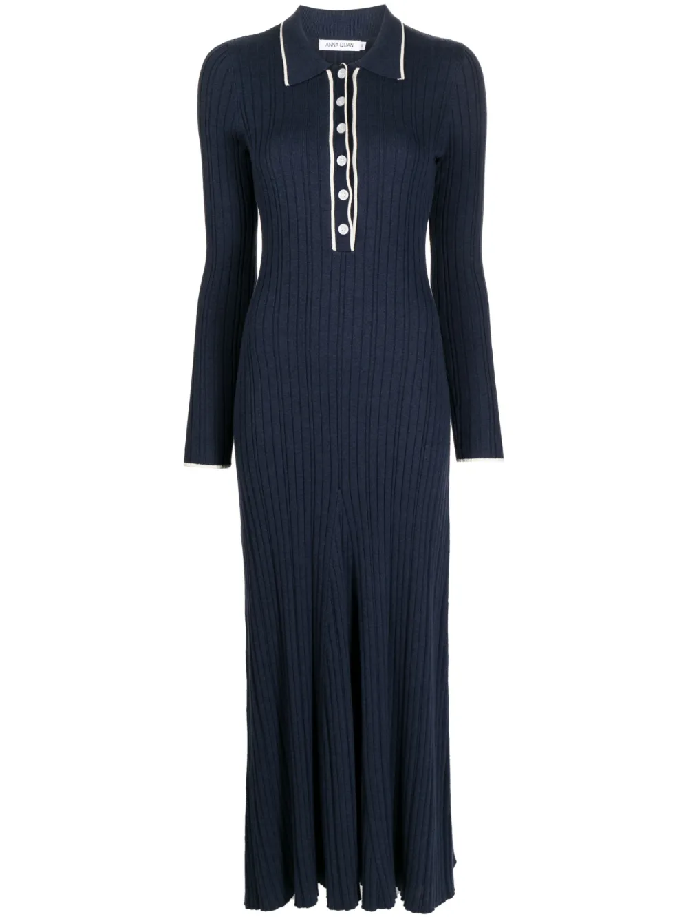Anna Quan Angelina Long-sleeve Polo Midi Dress In Sailor | ModeSens