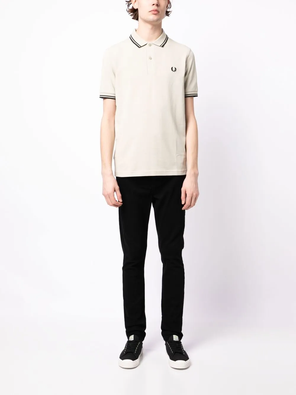 Fred Perry 로고 자수 반소매 폴로 셔츠 Farfetch