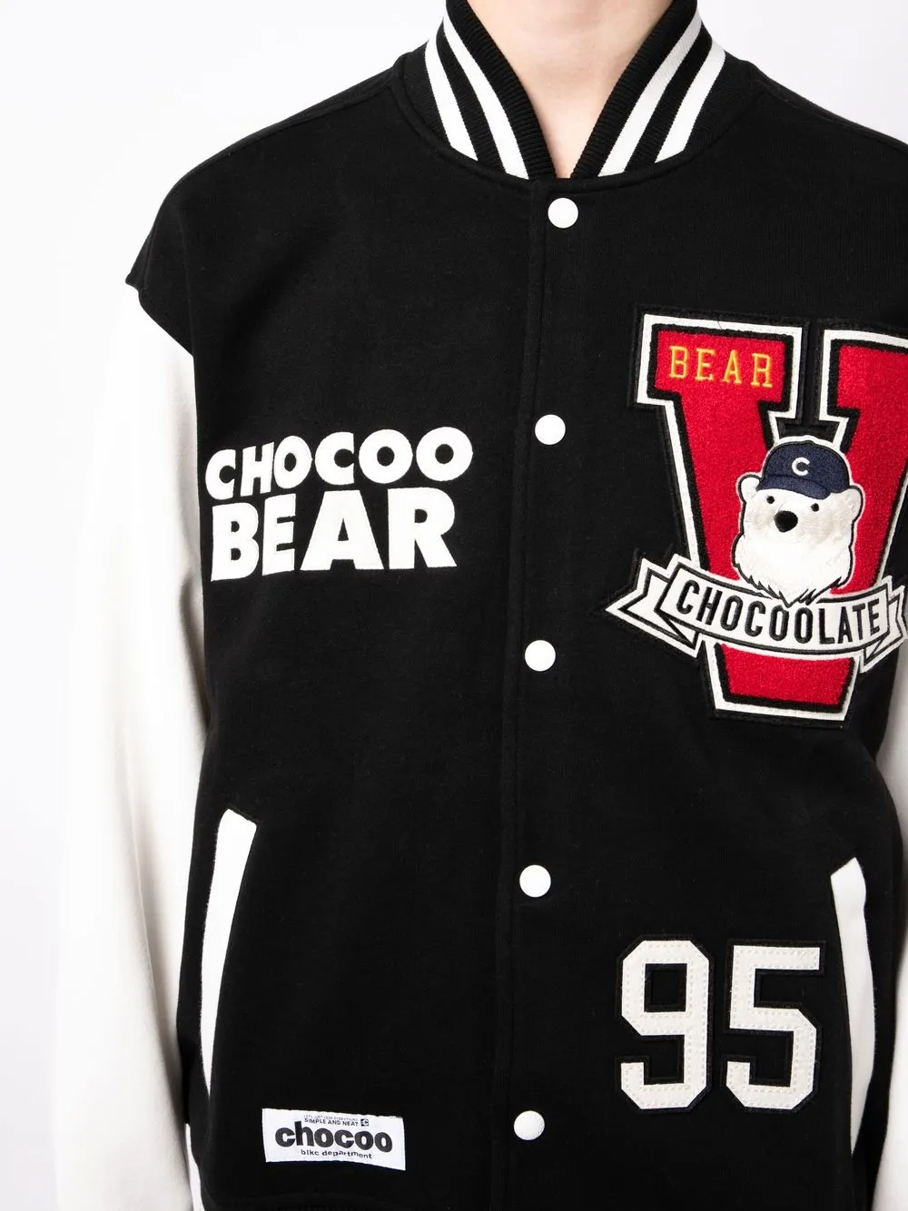 CHOCOOLATE Logo patch Varsity Jacket Farfetch chocoolate-logo-patch-varsity-jacket-farfetch