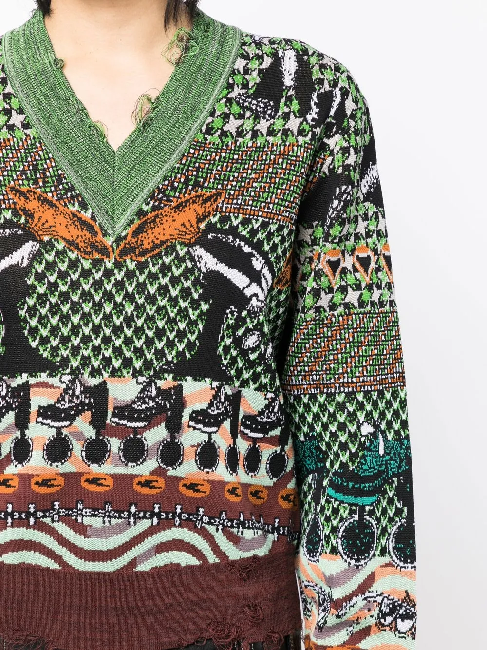 JNBY Distressed Patterned Intarsia Knit Jumper | Black | FARFETCH