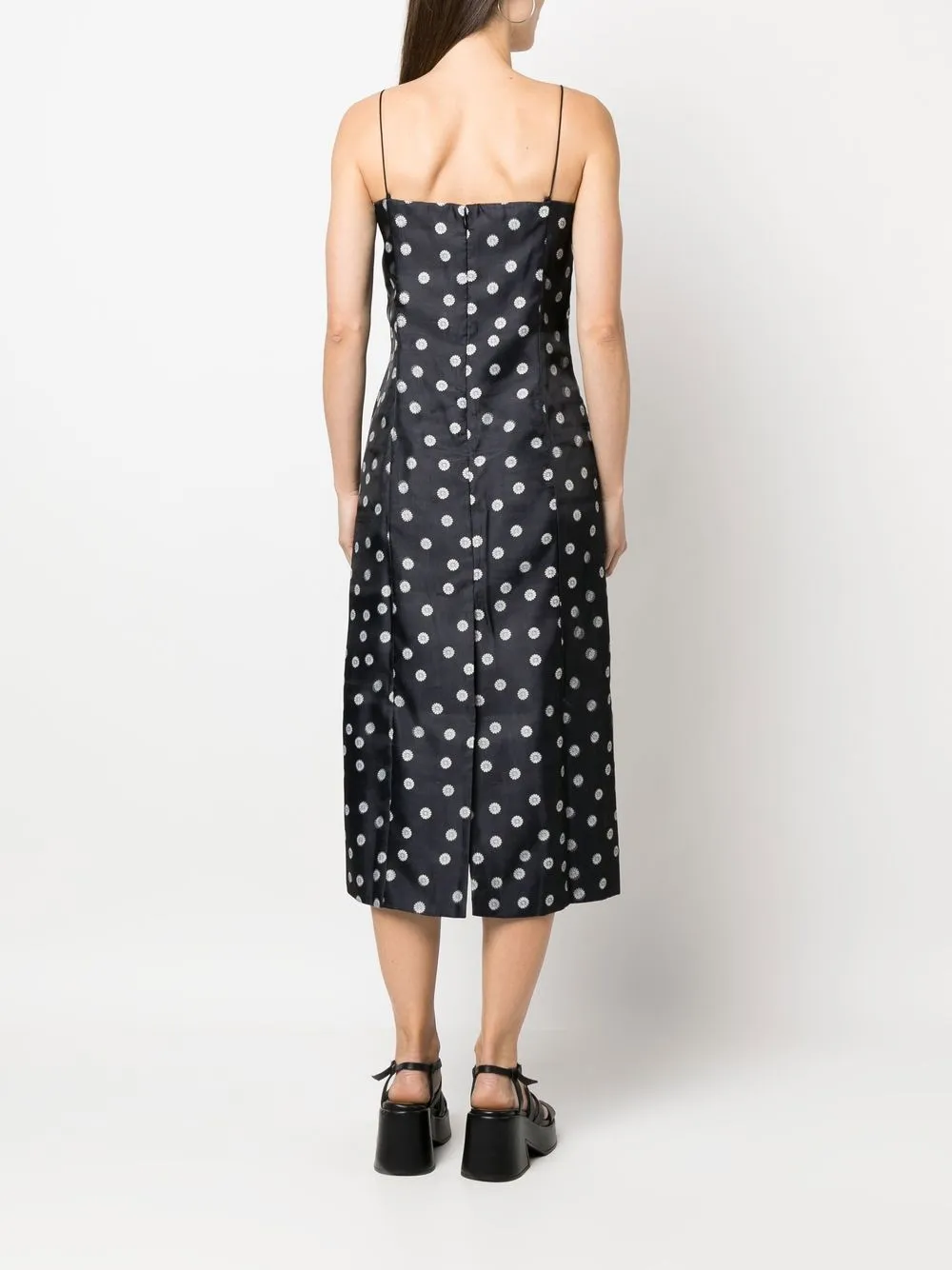Stine Goya Floral-print Midi Dress In Schwarz | ModeSens