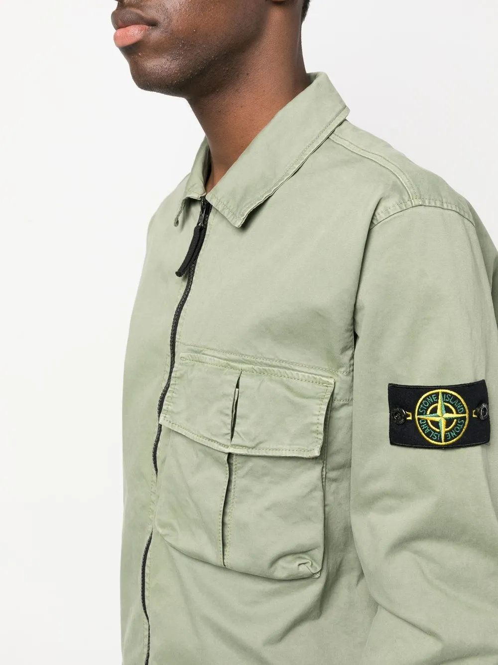 Stone Island Compass-patch Cargo Shirt Jacket In Green | ModeSens