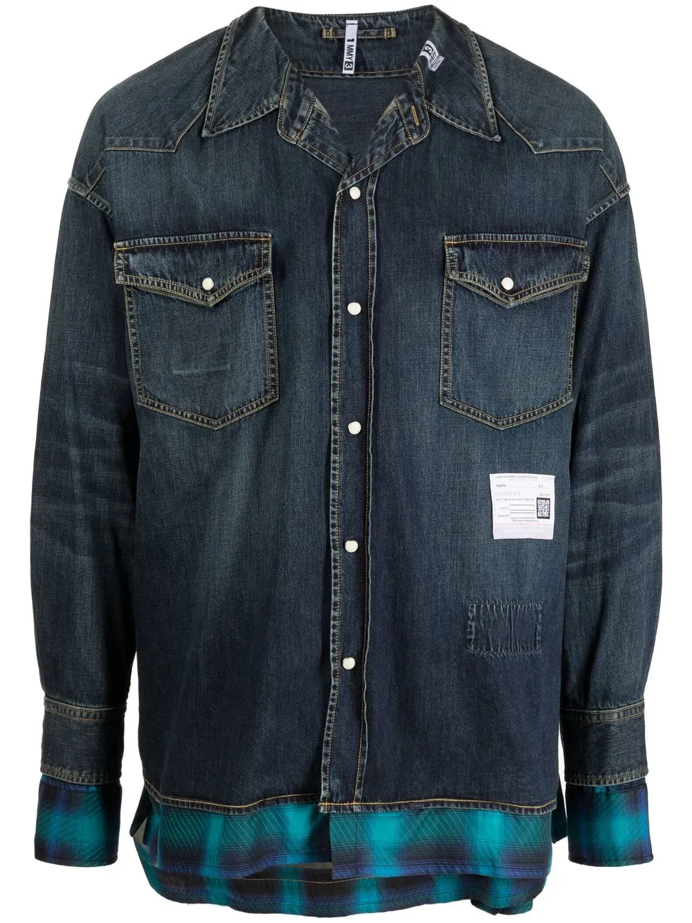 Miharayasuhiro Plaid-pattern Denim Shirt In Blau | ModeSens