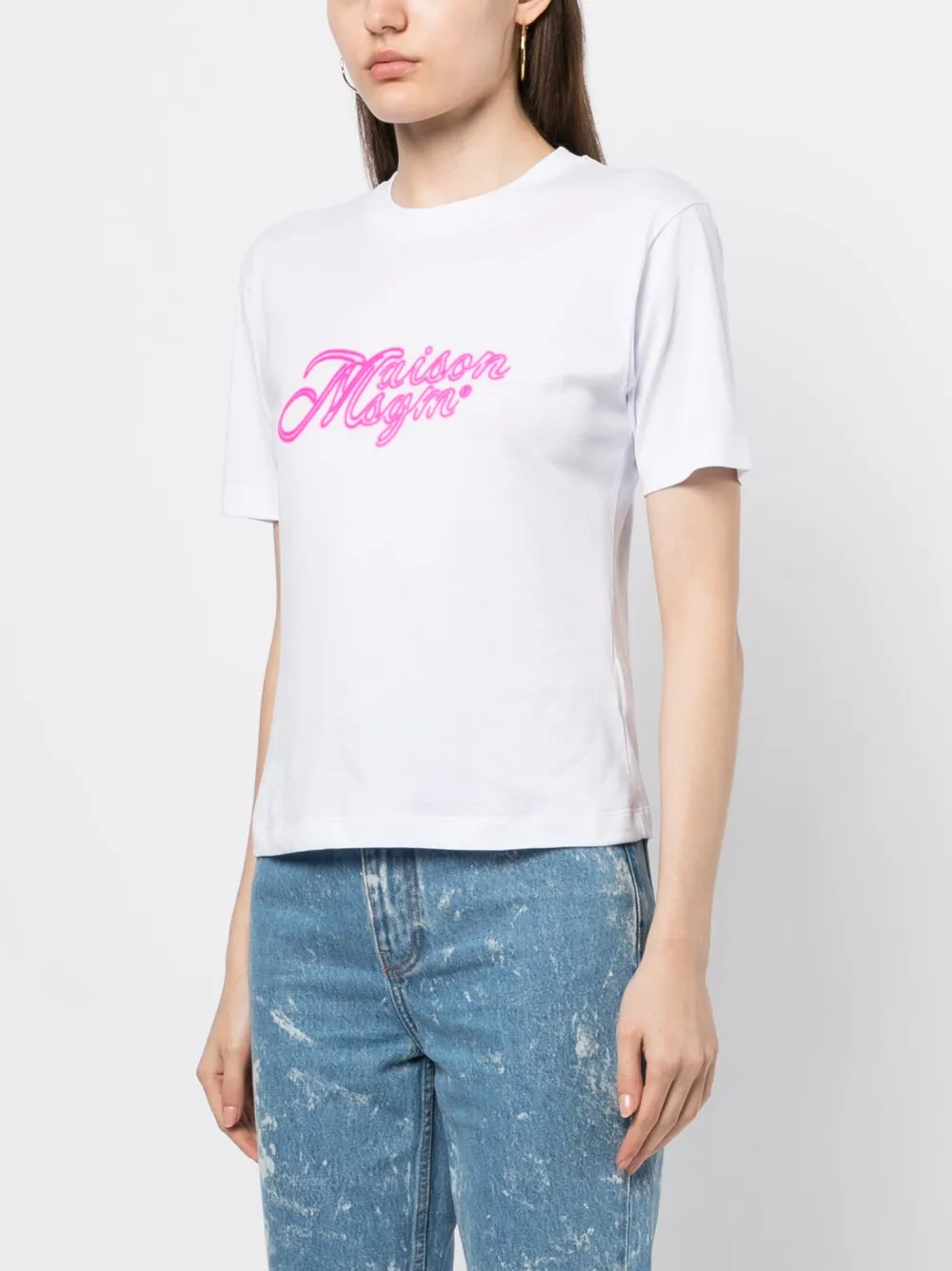 MSGM logo-print Cotton T-shirt | White | FARFETCH