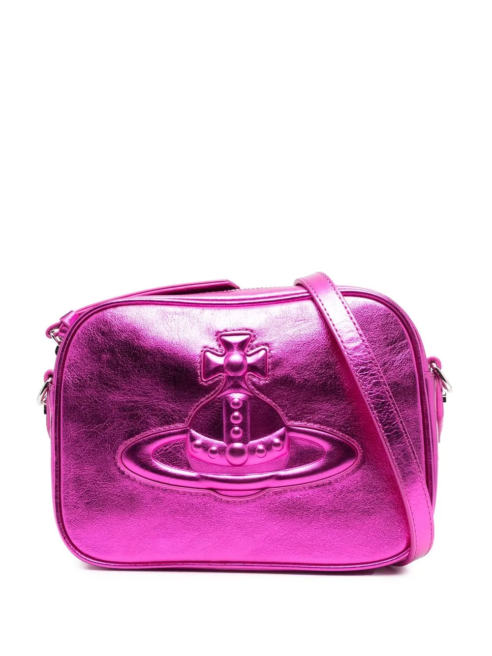 Vivienne Westwood Logo-embossed Metallic Leather Bag In Pink | ModeSens