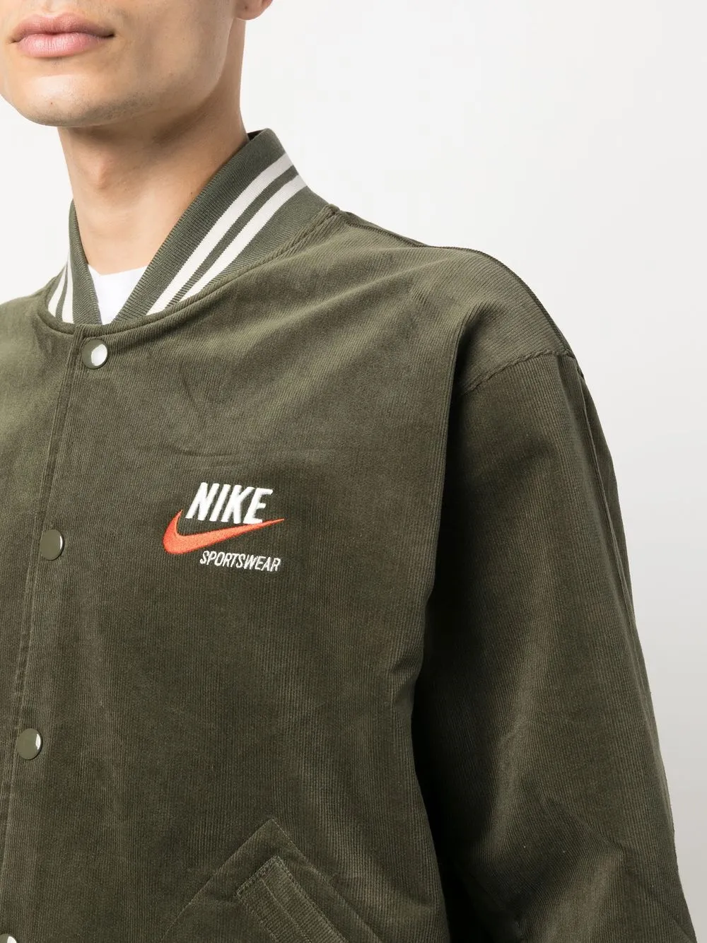 Nike Embroidered-logo Varsity Jacket In 绿色 | ModeSens