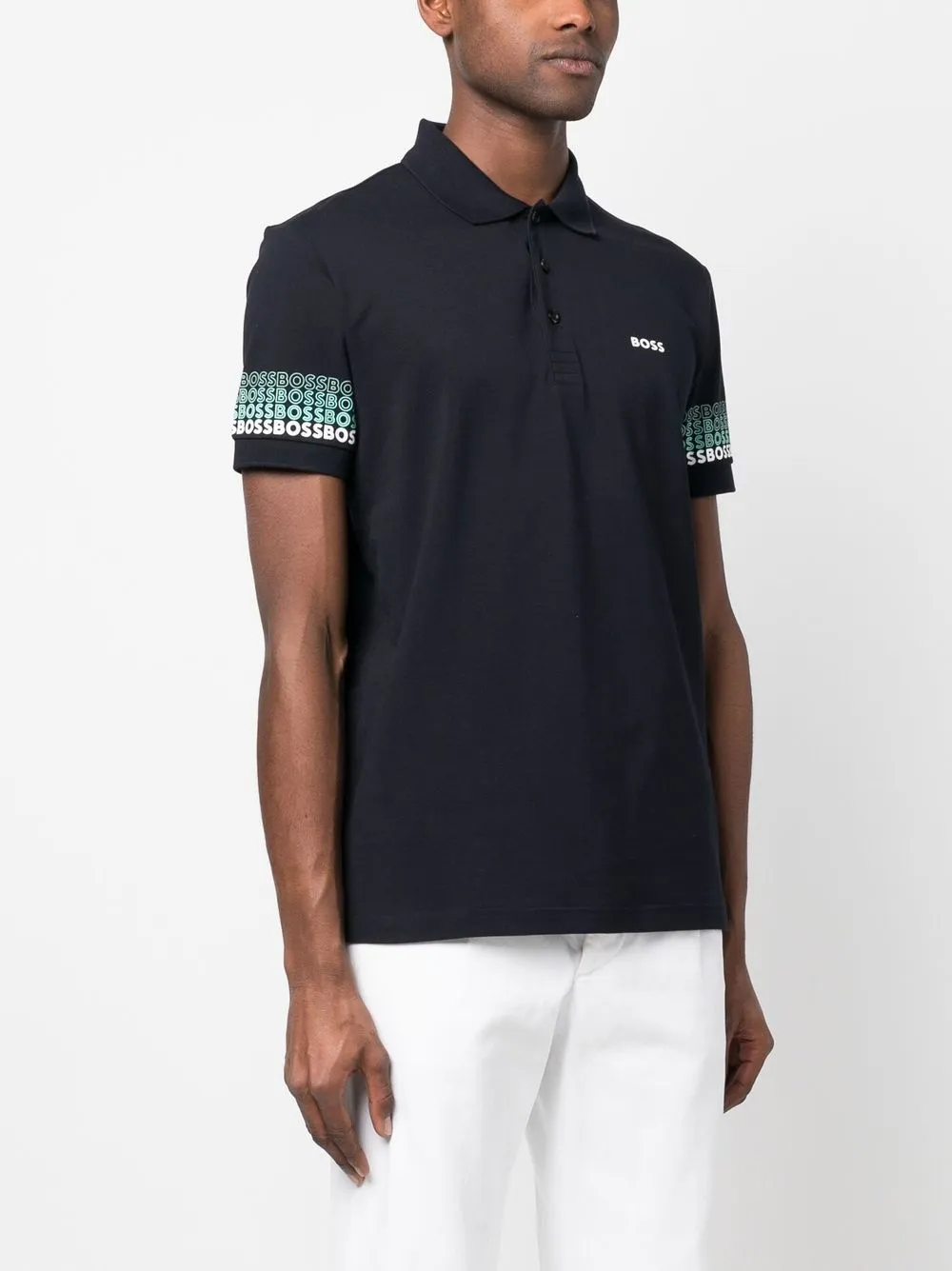BOSS logo-print Polo Shirt | Blue | FARFETCH