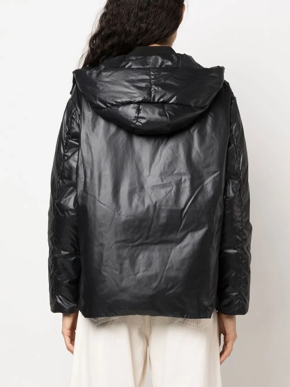 Sara Lanzi Plain Down Puffer Jacket In 黑色 | ModeSens