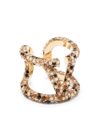 Valentino Garavani VLogo crystal-embellished Ring | Gold | FARFETCH