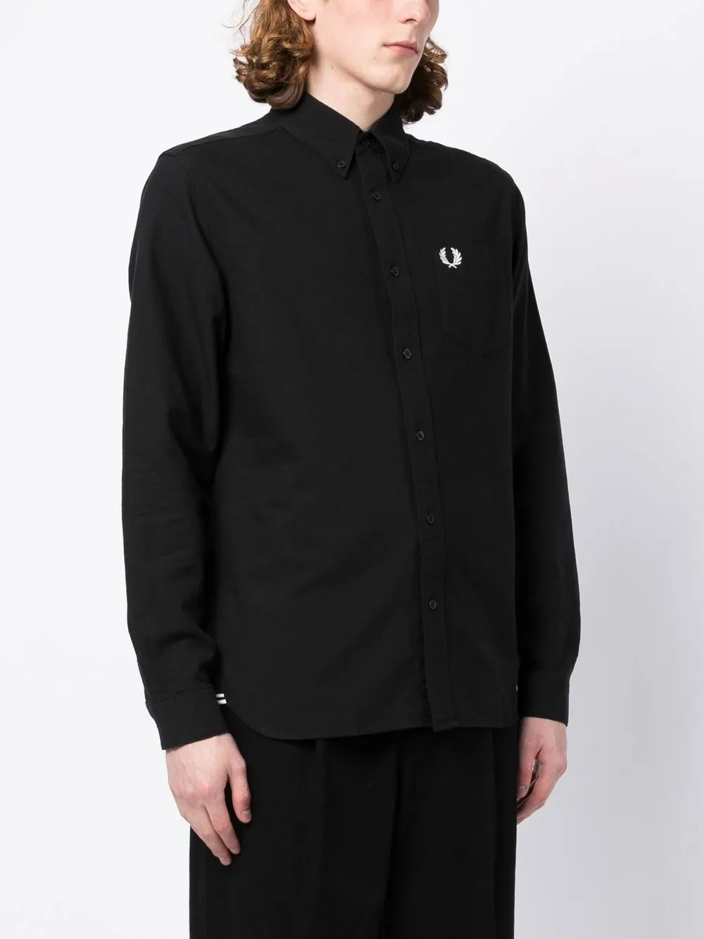 Fred Perry Logo-embroidery Cotton Shirt In Black | ModeSens