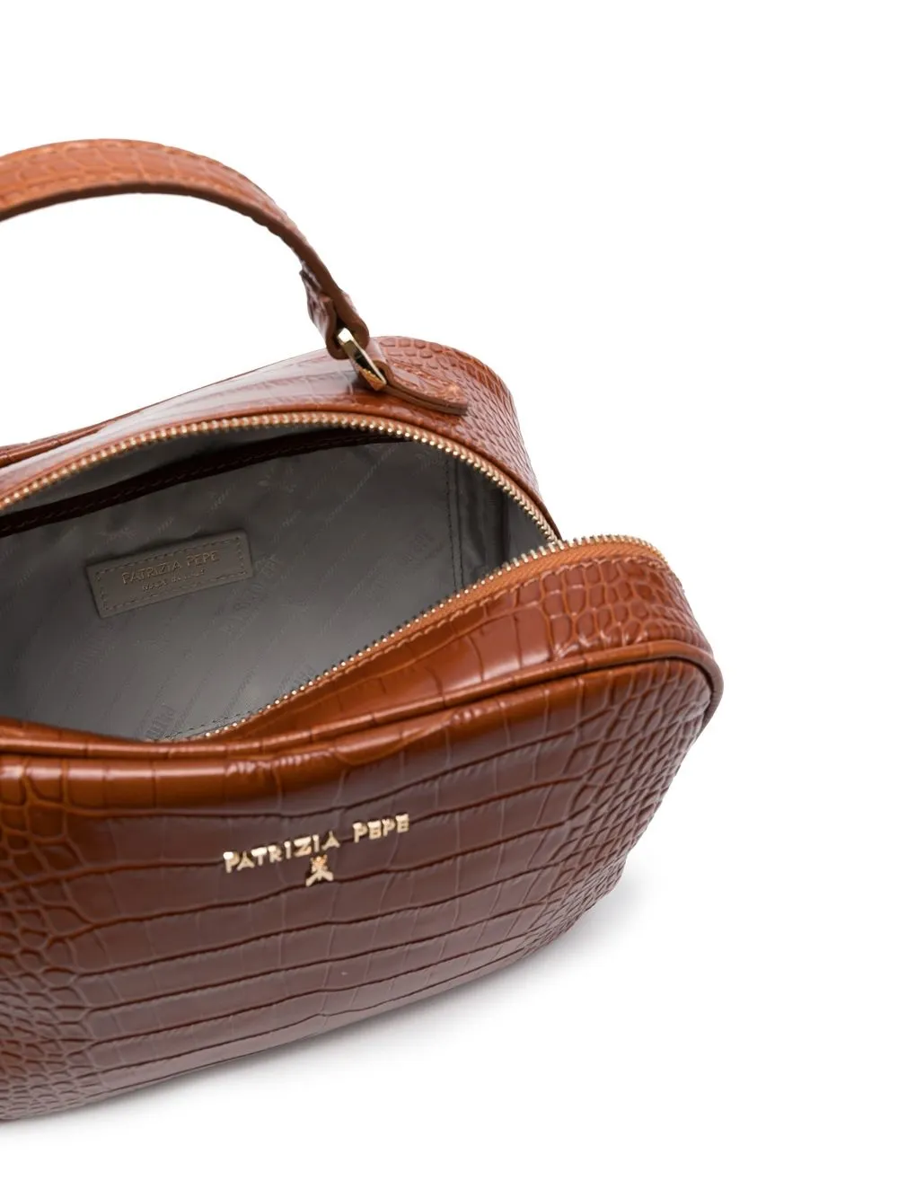 Patrizia Pepe Logo-plaque Crocodile-effect Bag In Brown | ModeSens Patrizia Pepe Logo-plaque Crocodile-effect Bag In Brown | ModeSens