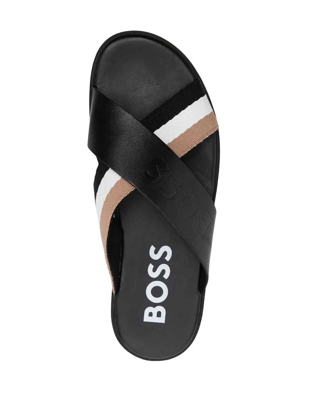 BOSS tri-colour crossover-strap Slides - Farfetch