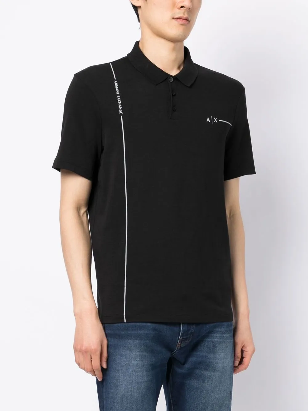 Armani Exchange Logo-print Polo Shirt In Black | ModeSens