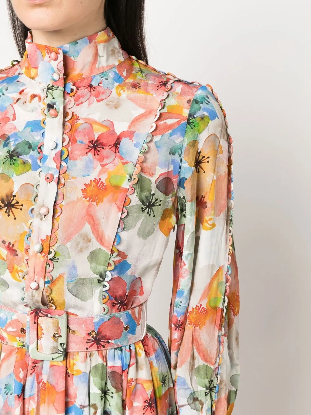 Ixiah Petals Print Midi Dress In White | ModeSens