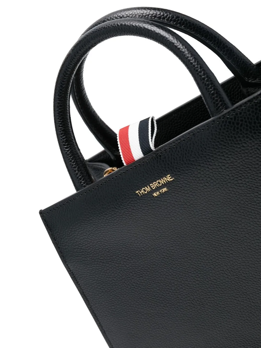 Thom Browne Logo-print Leather Tote Bag In Black | ModeSens