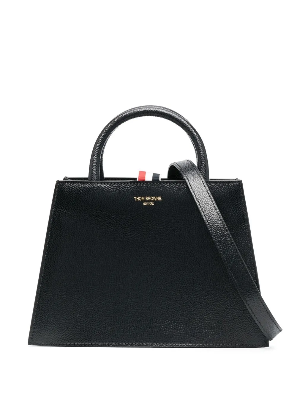 Thom Browne Logo-print Leather Tote Bag In Black | ModeSens