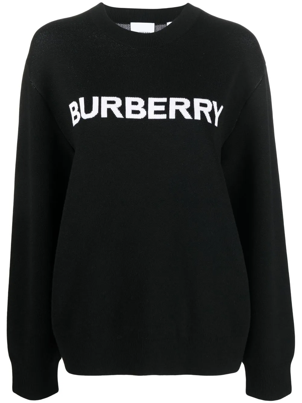 Burberry Intarsia-knit Logo Jumper In Black | ModeSens