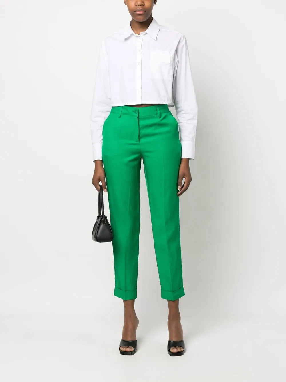 P A R O S H Pressed crease Cropped Trousers Farfetch