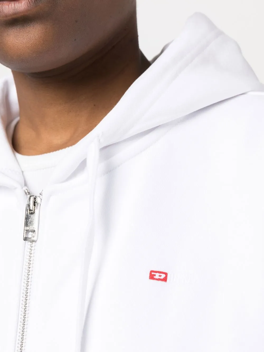 Diesel Embroidered Logo Zip Up Hoodie Farfetch
