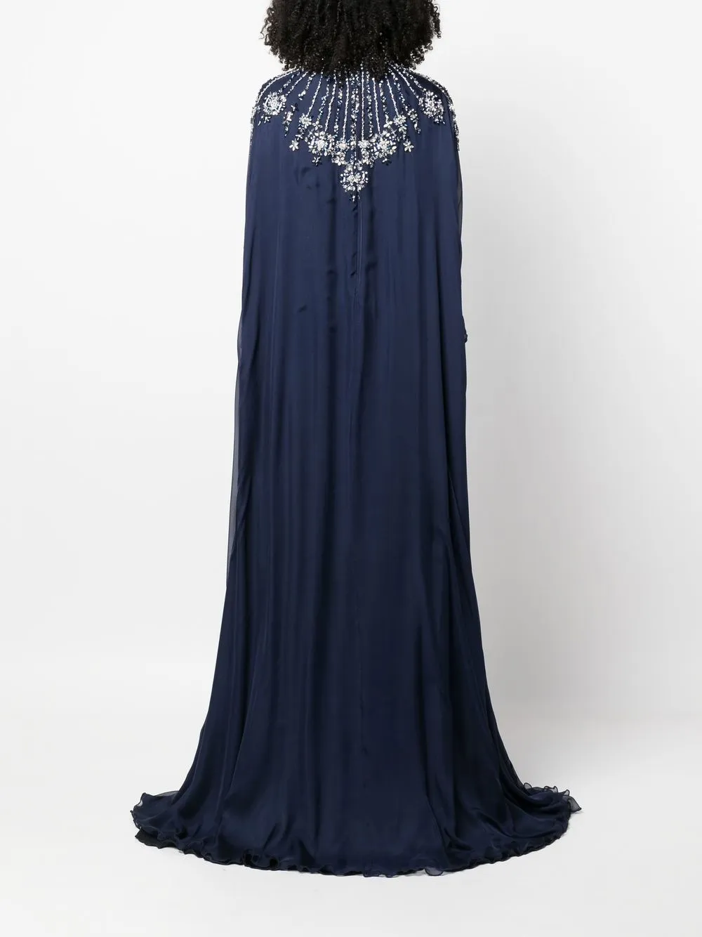 Dina Melwani Crystal-embellished Silk Kaftan Dress In Blue | ModeSens