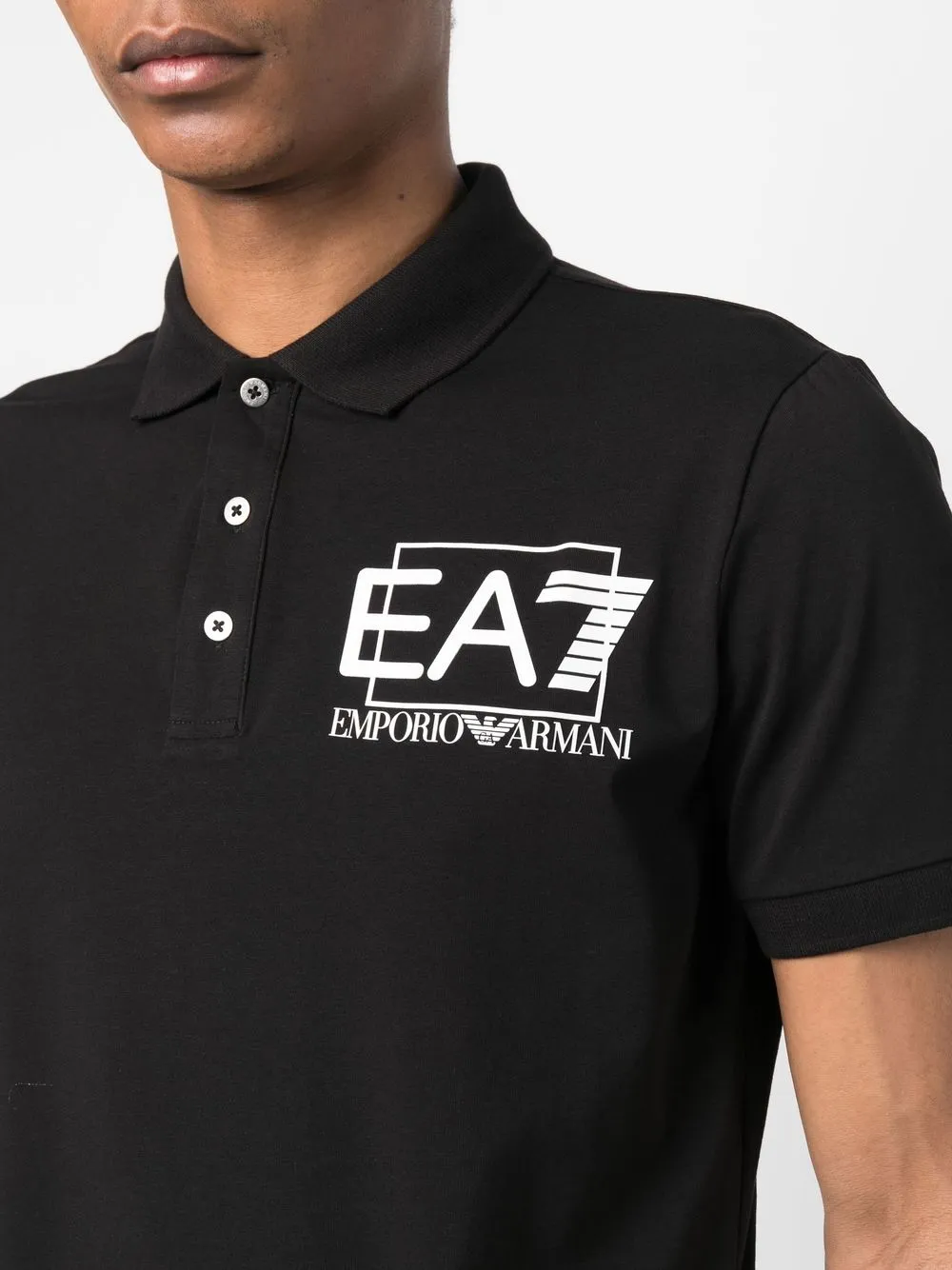 Ea7 Logo-print Cotton Polo Shirt In Schwarz | ModeSens