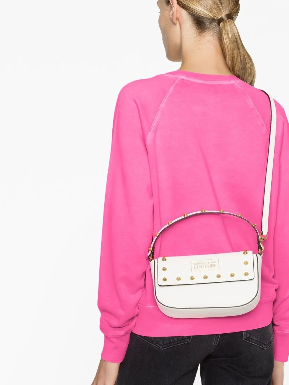 Versace Jeans Couture Studded Chain-strap Tote Bag In Weiss | ModeSens