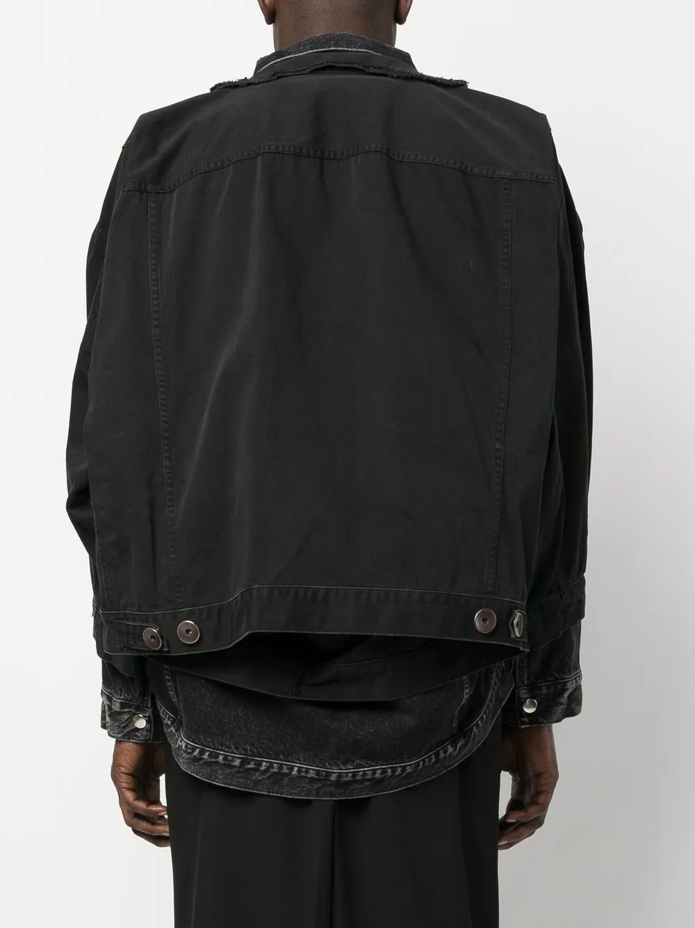 Miharayasuhiro Two-layer Denim Jacket In Black | ModeSens Miharayasuhiro Two-layer Denim Jacket In Black | ModeSens