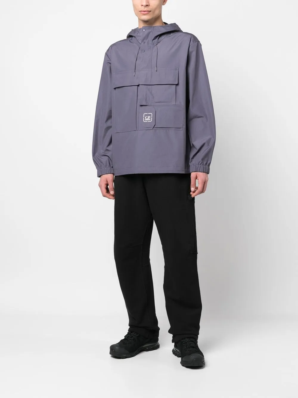 C P Company Logo print Multi pocket Hooded Jacket Farfetch