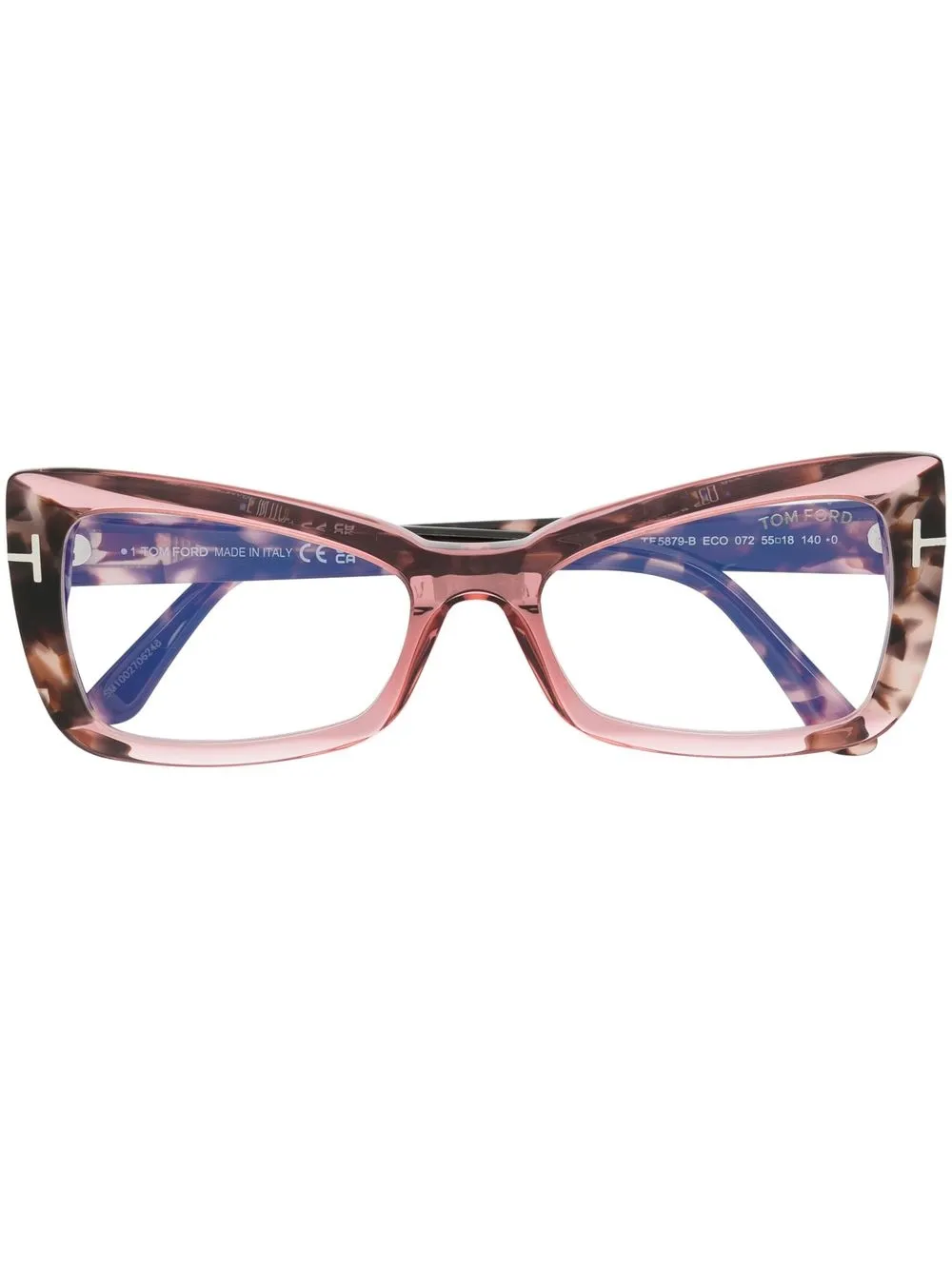 Tom Ford Tortoiseshell Logo Arm Glasses In Rosa Modesens