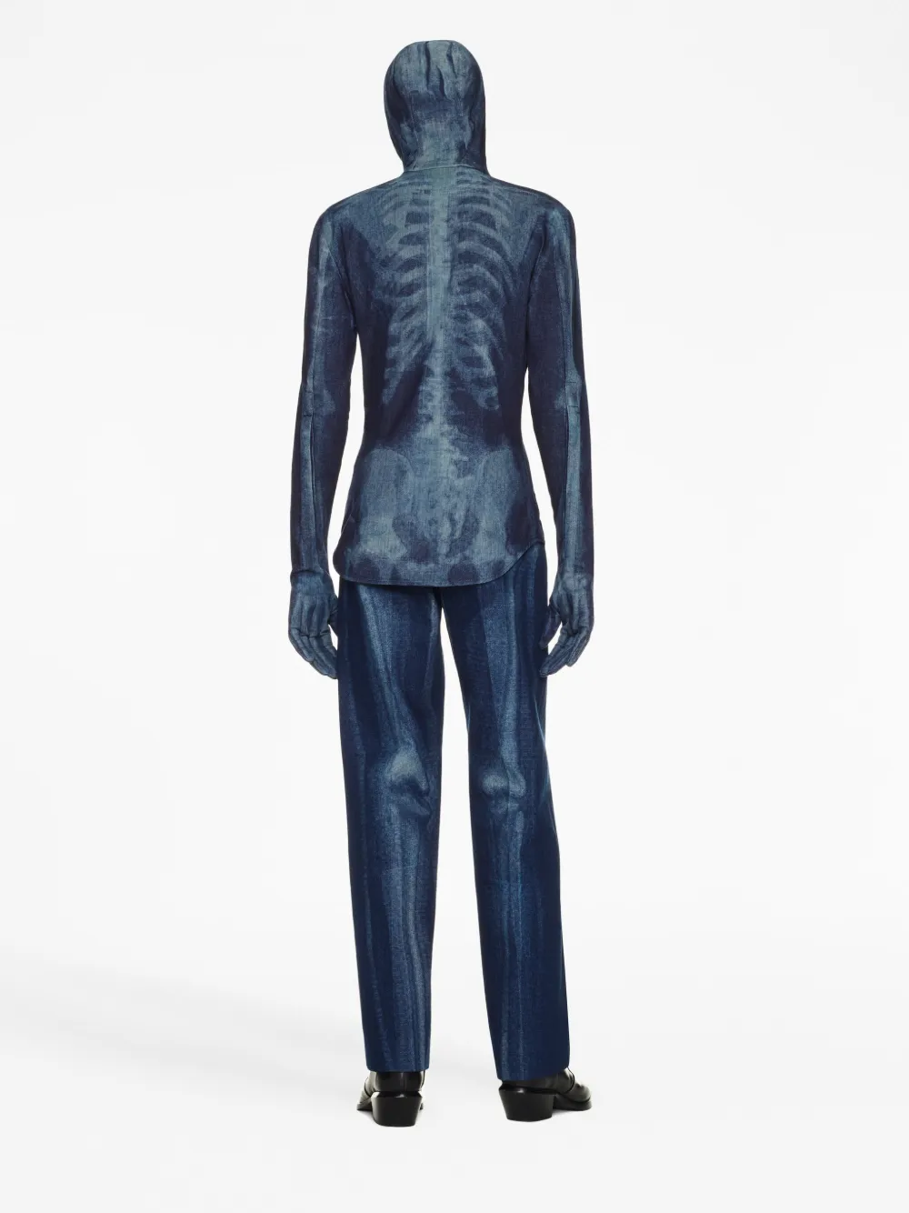 Off-White Runway Body Scan 2skin Denim Hooded Shirt - Farfetch