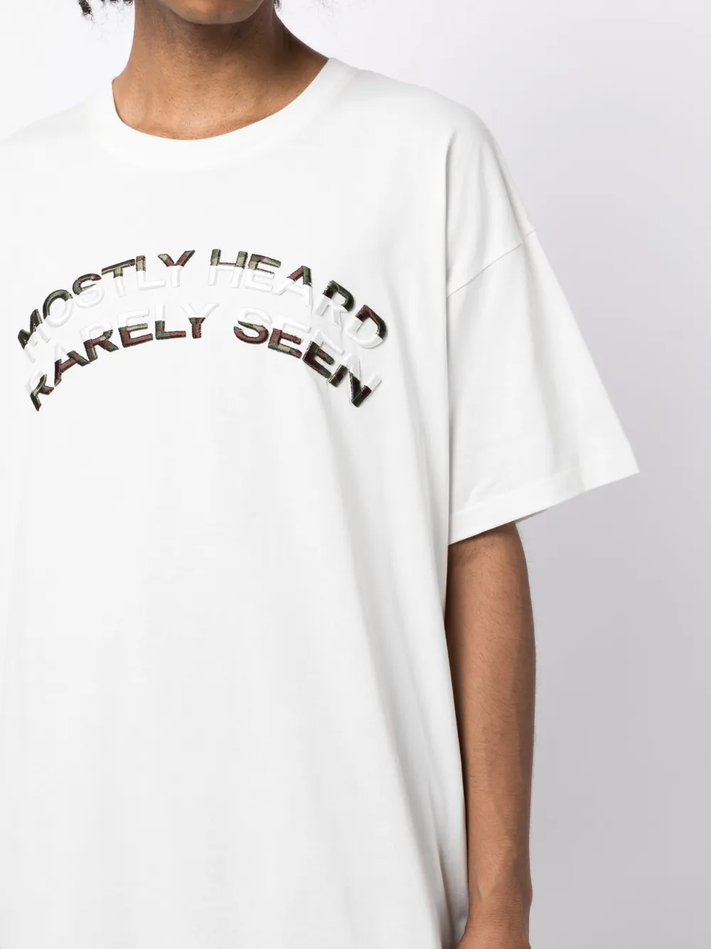 Mostly Heard Rarely Seen logo-embossed crew-neck T-shirt | White | FARFETCH
