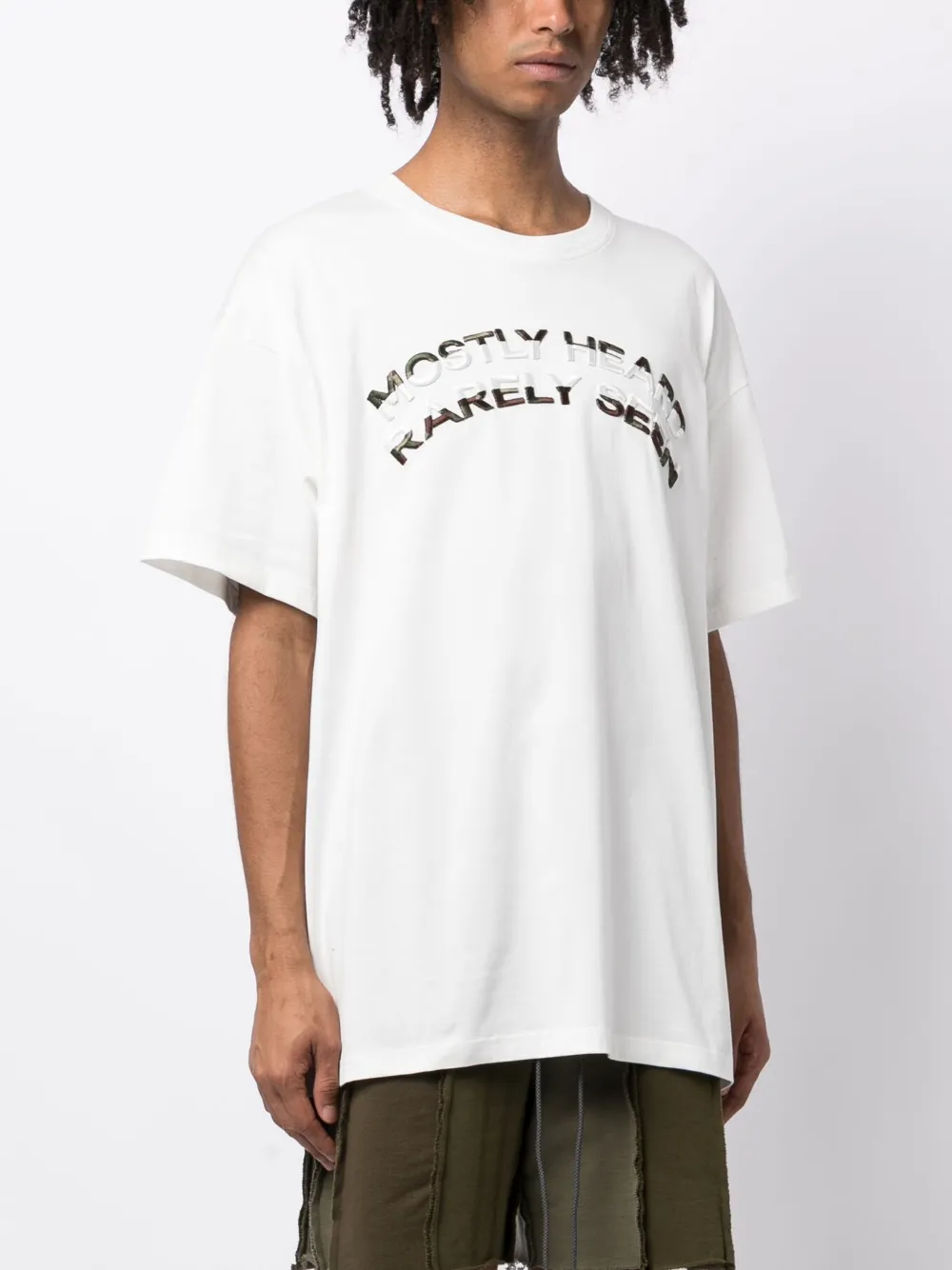 Mostly Heard Rarely Seen logo-embossed crew-neck T-shirt | White | FARFETCH