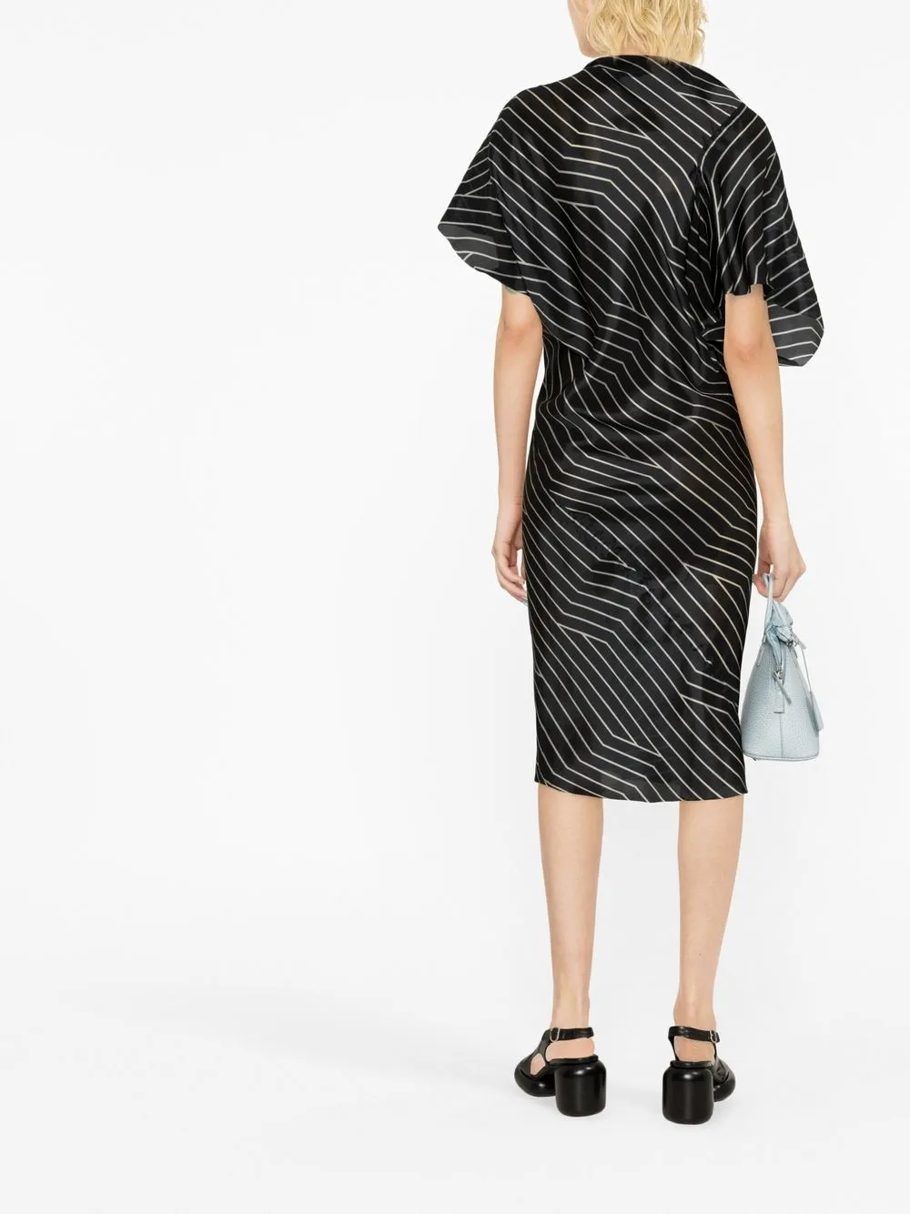 Rick Owens Seb Asymmetric Midi Dress In Black/pearl | ModeSens