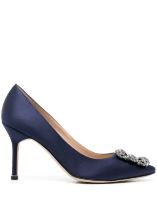Manolo Blahnik Hangisi 90mm satin-finish Pumps | Blue | FARFETCH UK