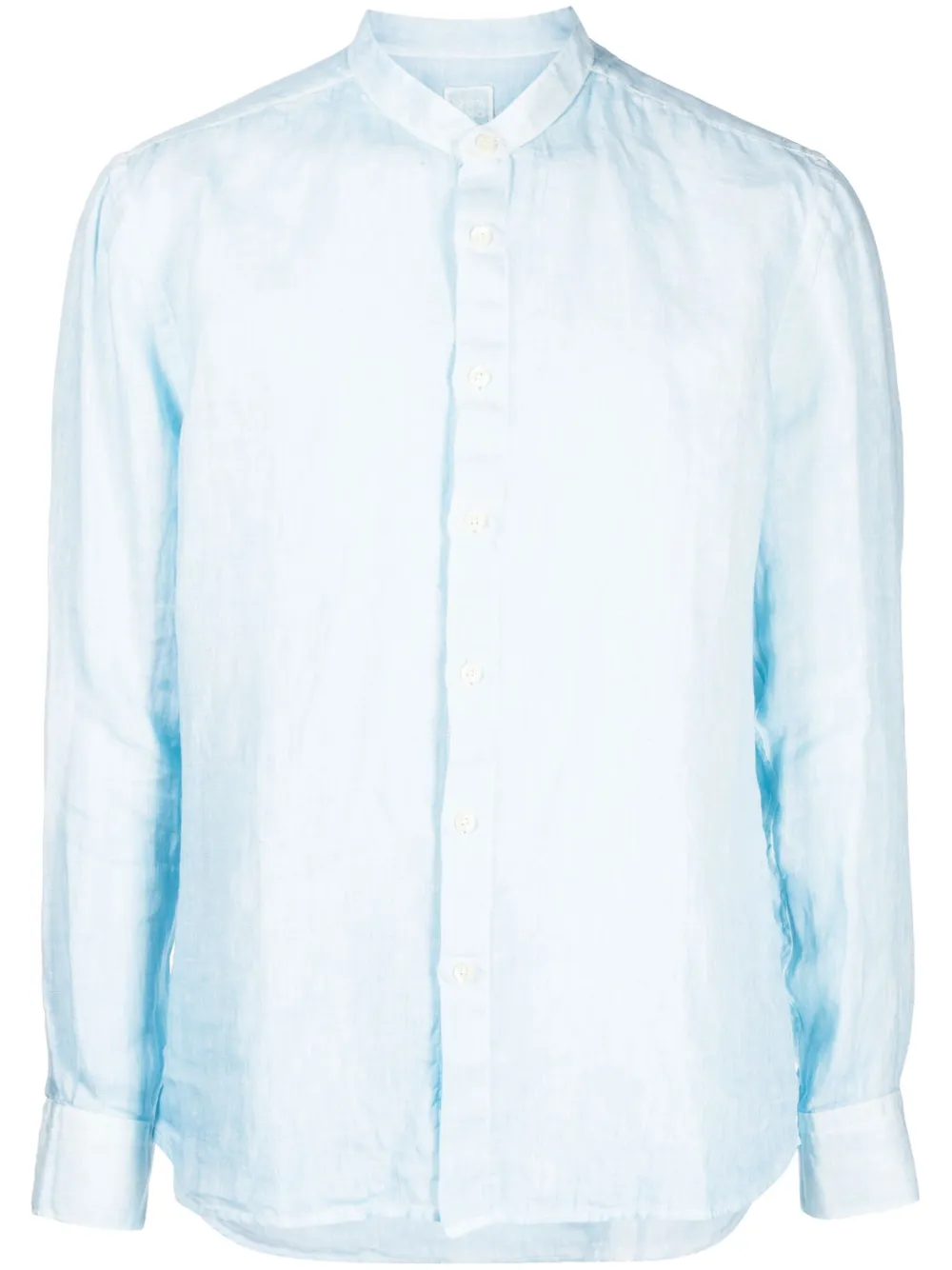 120% Lino Band Collar Linen Shirt - Farfetch