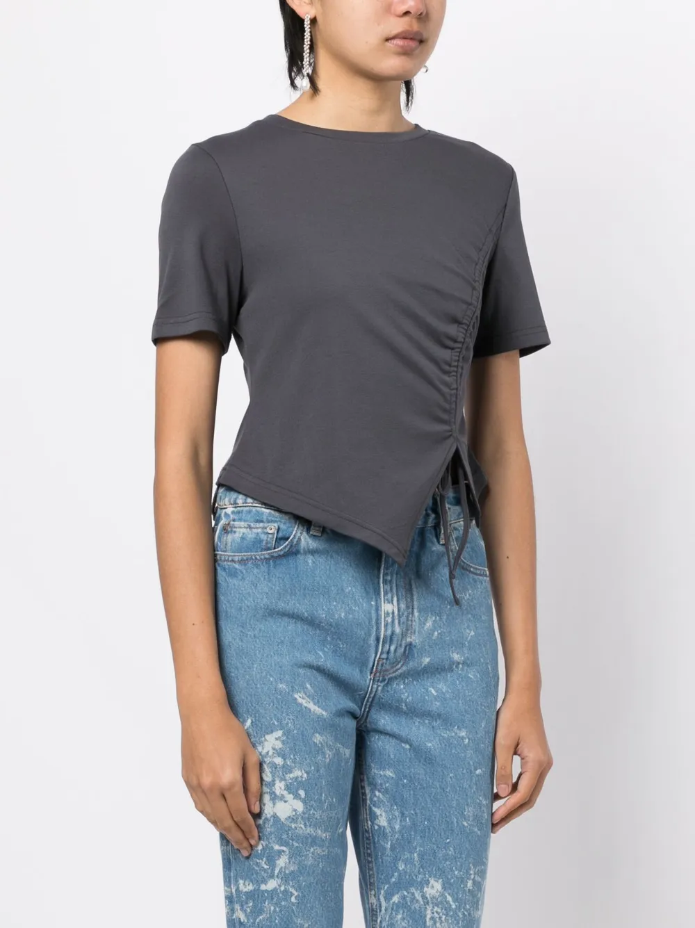 Tout a Coup drawstring-detail Asymmetric Top | Grey | FARFETCH UK
