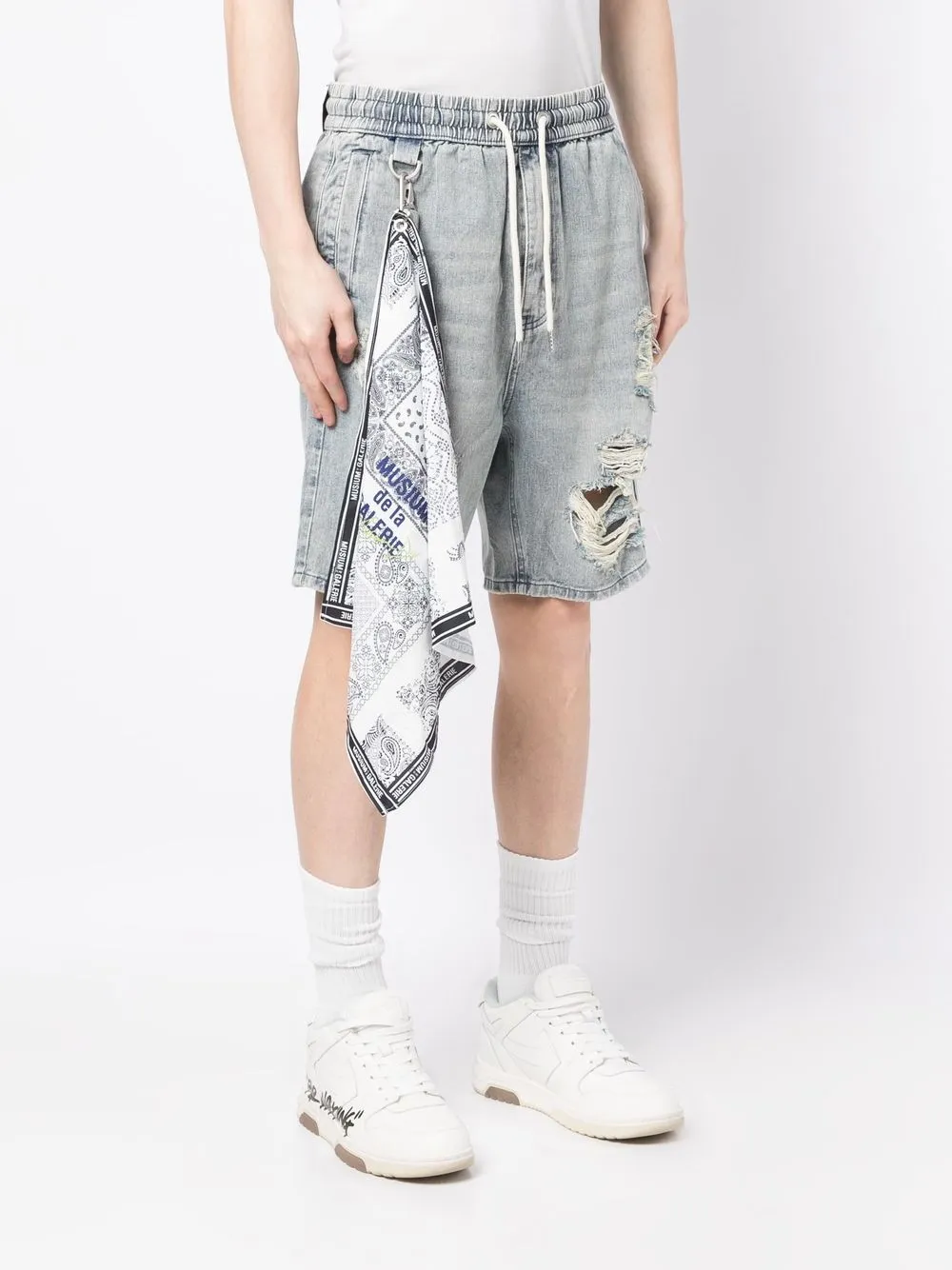 Musium Div. ripped-detail Cotton Shorts | Blue | FARFETCH