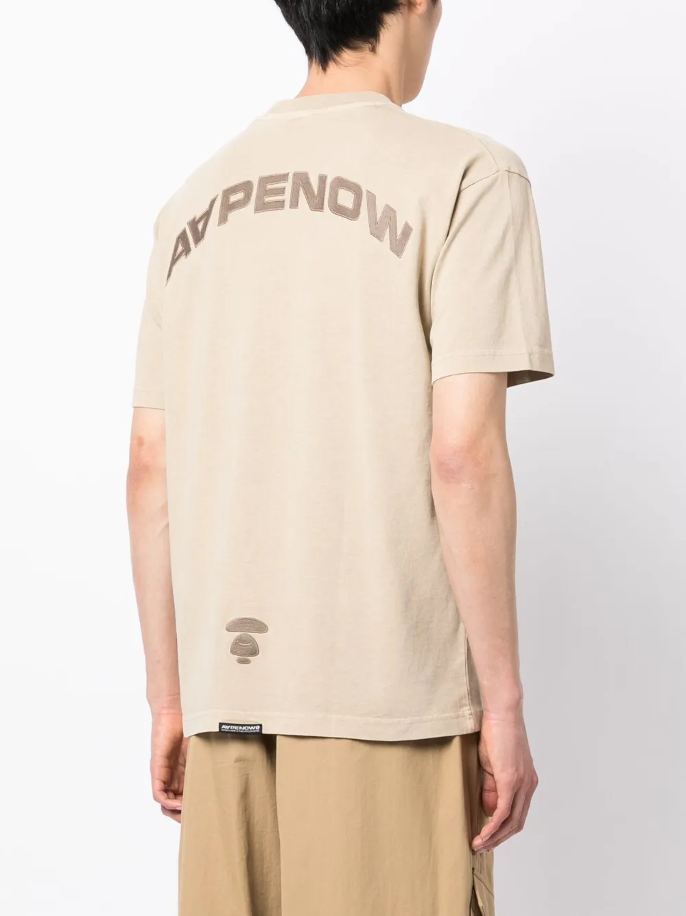 AAPE BY *A BATHING APE® logo-lettering Cotton T-shirt | Neutrals | FARFETCH