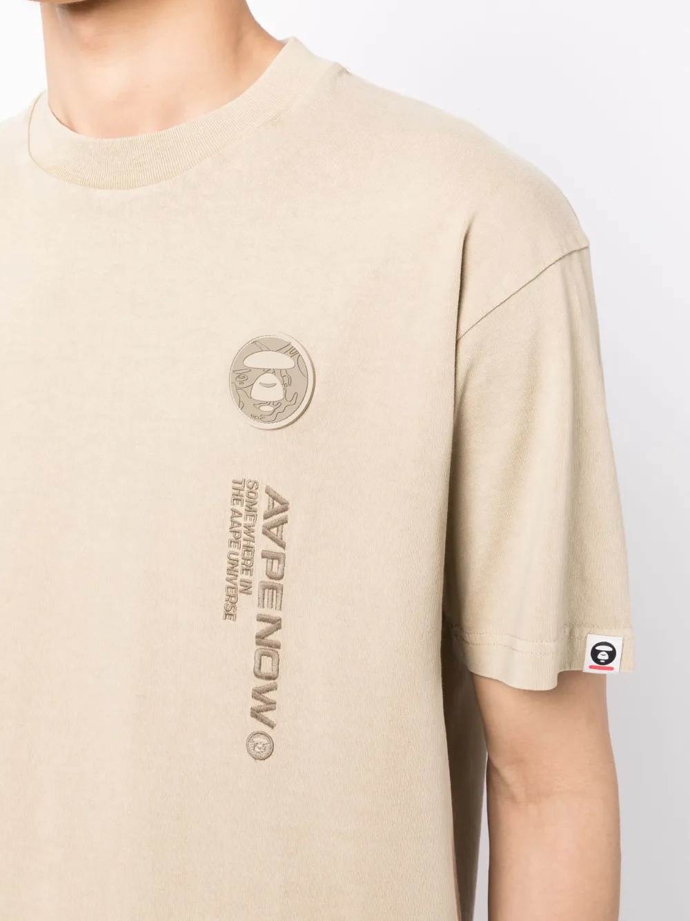 AAPE BY *A BATHING APE® logo-lettering Cotton T-shirt | Neutrals | FARFETCH